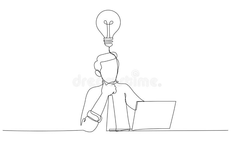 Illustration of Businessman Thinking about Project at Workplace ...