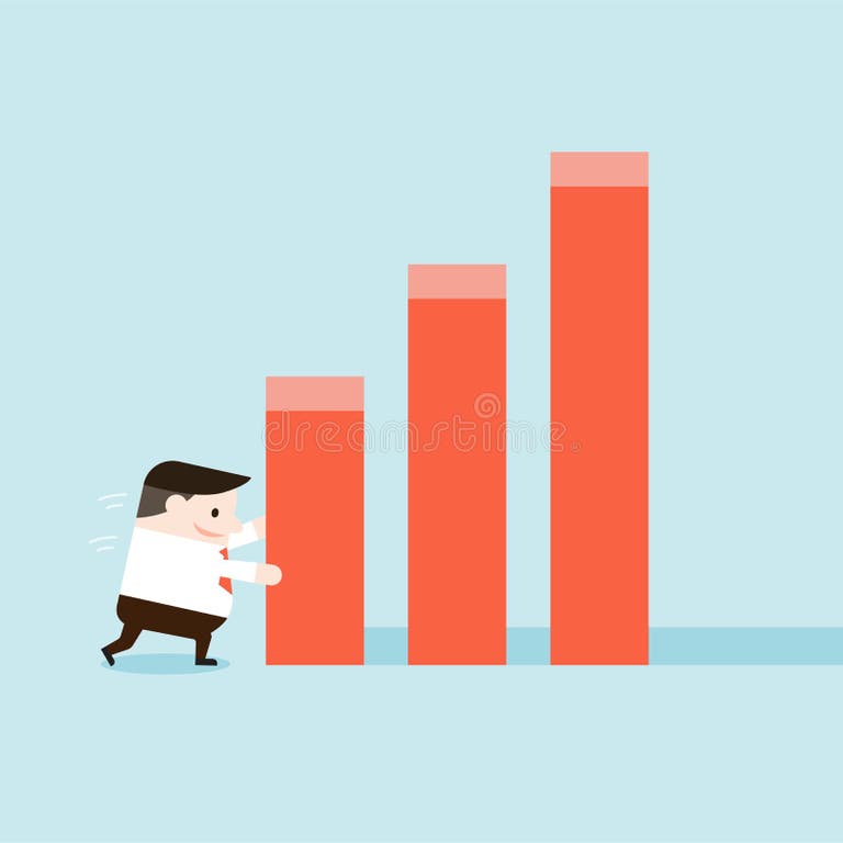 Illustration of Businessman Try To Push Graph Stock Vector ...