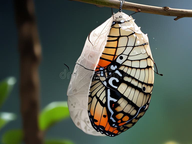 Illustration of a Butterfly First Emerging from Its Cocoon Stock ...