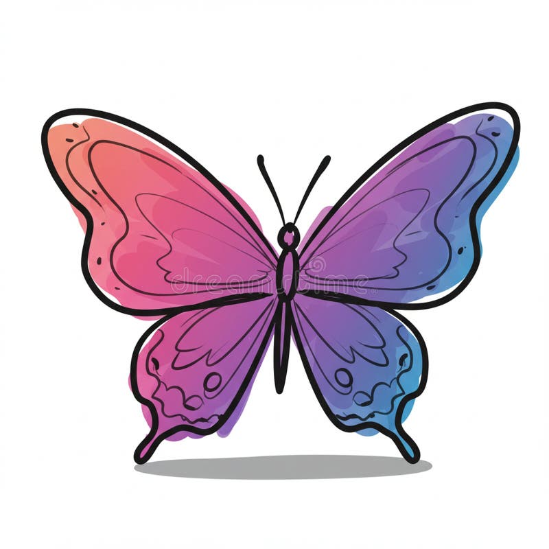 Illustration of a Butterfly with a Gradient Color Scheme, Transitioning ...