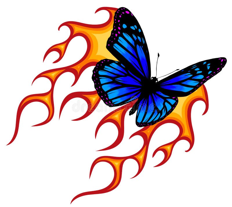 Vector Illustration of a Butterfly Made of Fire Stock Vector ...