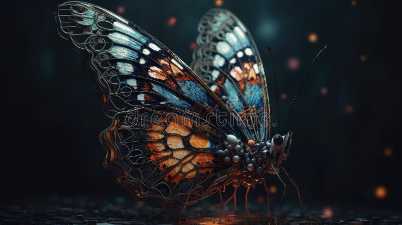 Illustration of a Butterfly Perched on a Tree Branch in the Middle of a ...