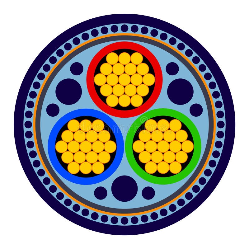 Cable section illustration stock vector. Illustration of conductor ...