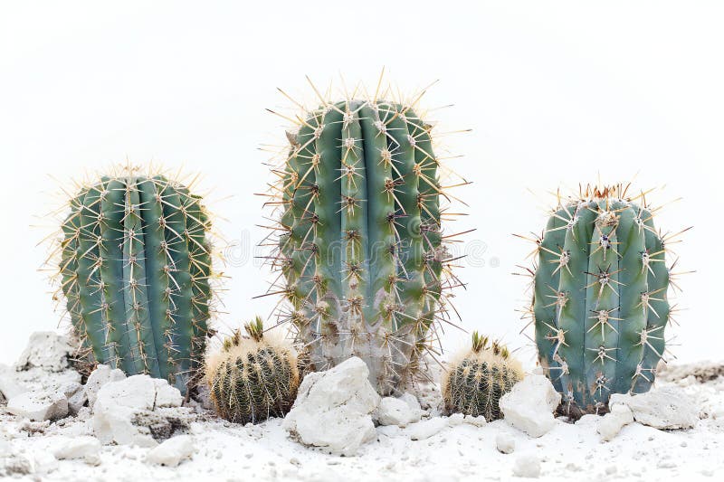 Cactus, Growing in the Desert, White Background, Front View, Simple ...