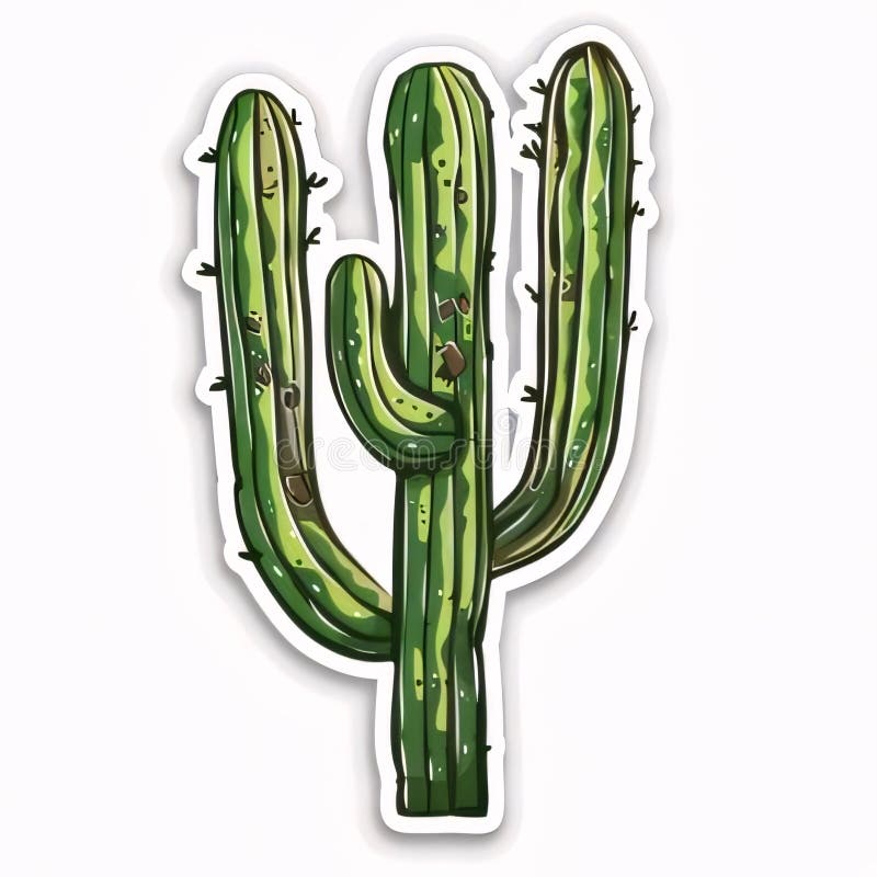 Illustration of a Cactus Sticker Isolated on a White Background Stock ...