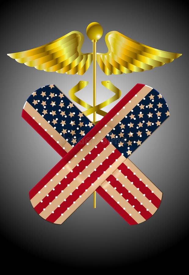 US Health Care Bill Caduceus with Flag Stock Vector - Illustration of ...