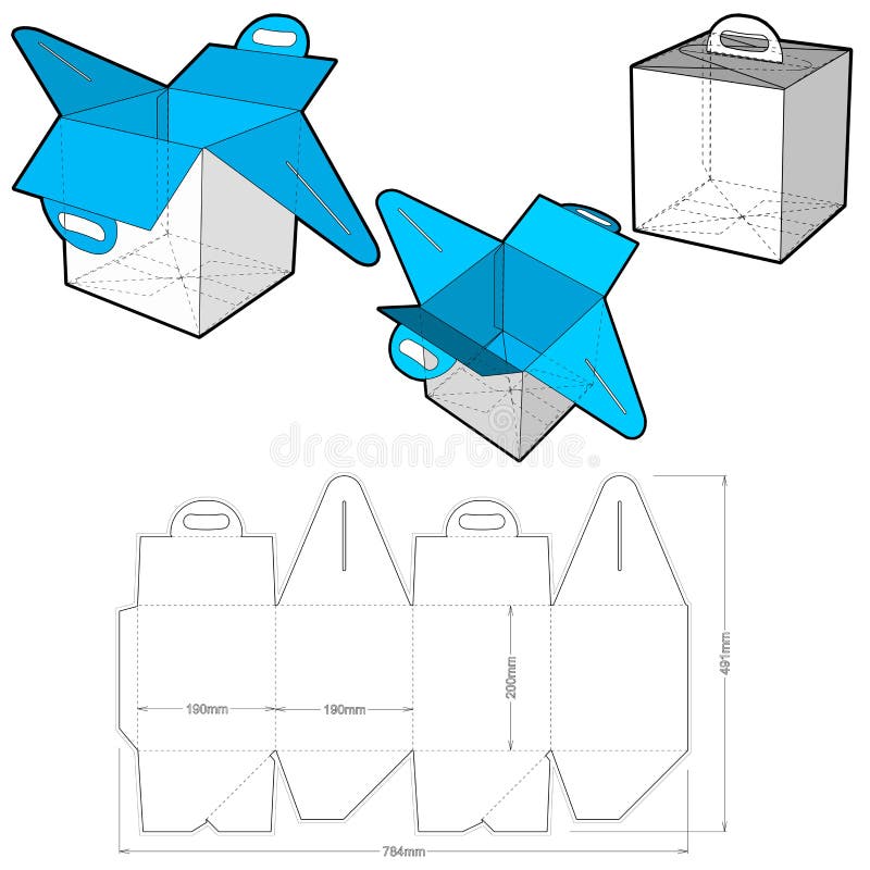 Cake Box with Handle Heart Template, Vector with Die Cut / Laser Cut ...