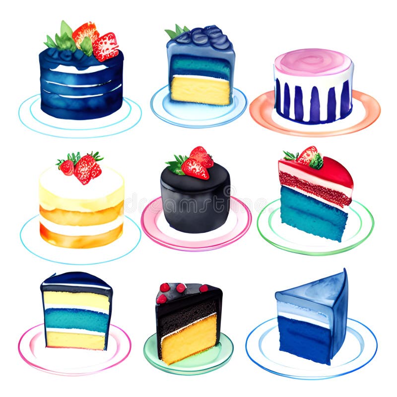 Illustration of a Cake with a Cake, Watercolor Style, AI Generated ...