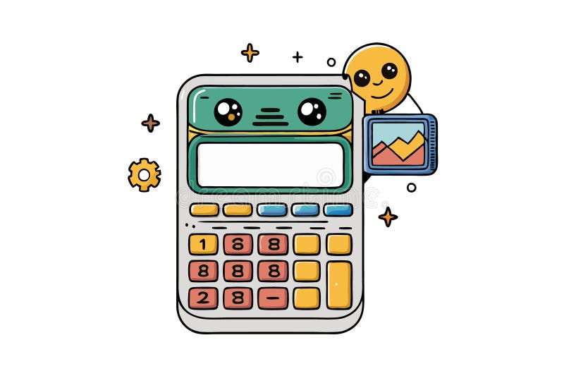 Illustration of a Calculator with AI Inspired Features, Colorful ...