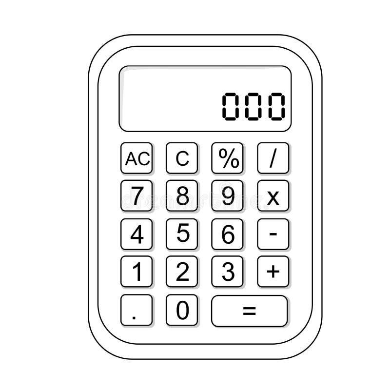 Illustration of a Calculator. Black and White Vector Illustration for a ...