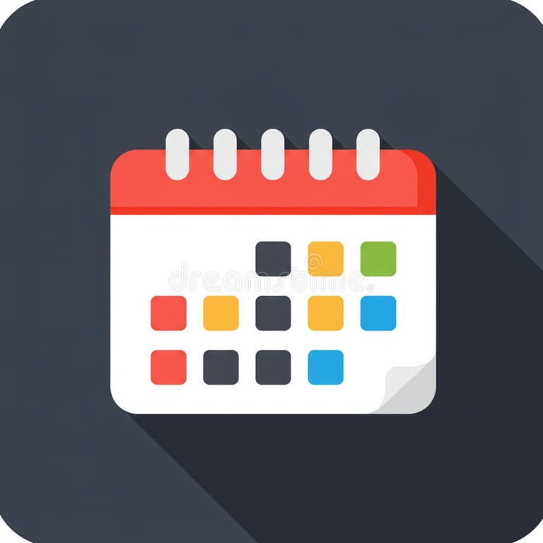 Illustration of a Calendar Icon Featuring a Rectangular Grid with ...