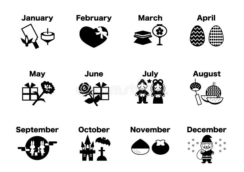 Illustration of Calendar. a Monthly Event in Japan for a Year. Vector ...