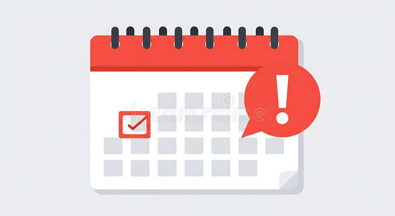 Illustration of a Calendar Page with a Red Header and Spiral Binding ...