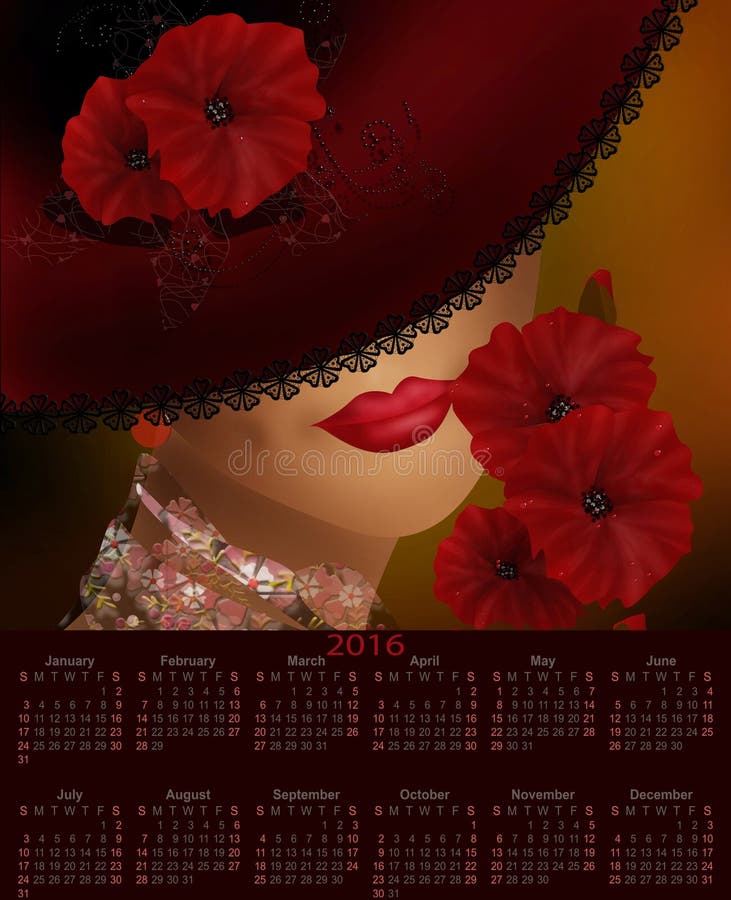 Illustration Calendar for 2016 in Retro Design Stock Illustration ...