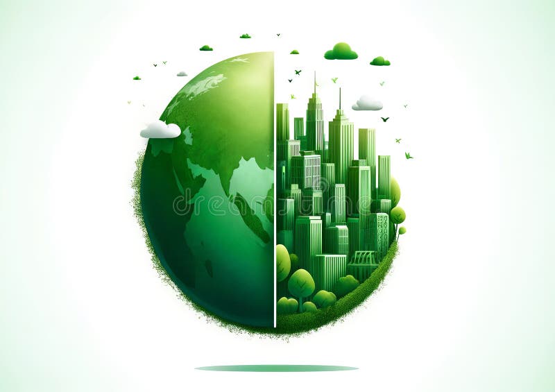 Illustration Calling To Protect Nature, the Shape Globe is Half of ...