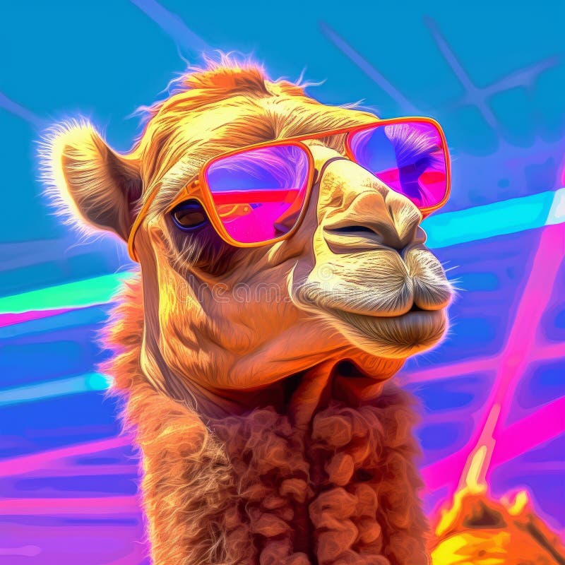 Illustration of Camel Wearing Glasses in Disco Dancing Style Picture ...