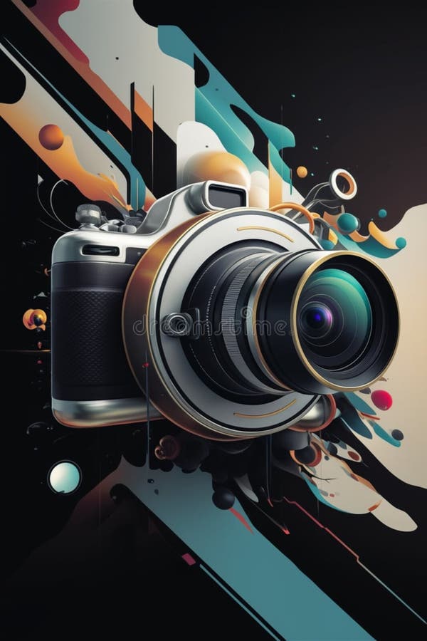 Illustration of a Camera on an Abstract Background Stock Illustration ...