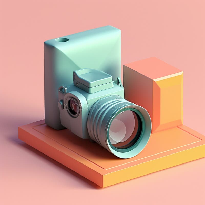 Camera and Geometric Objects in Trending Color Palette for Advertising ...