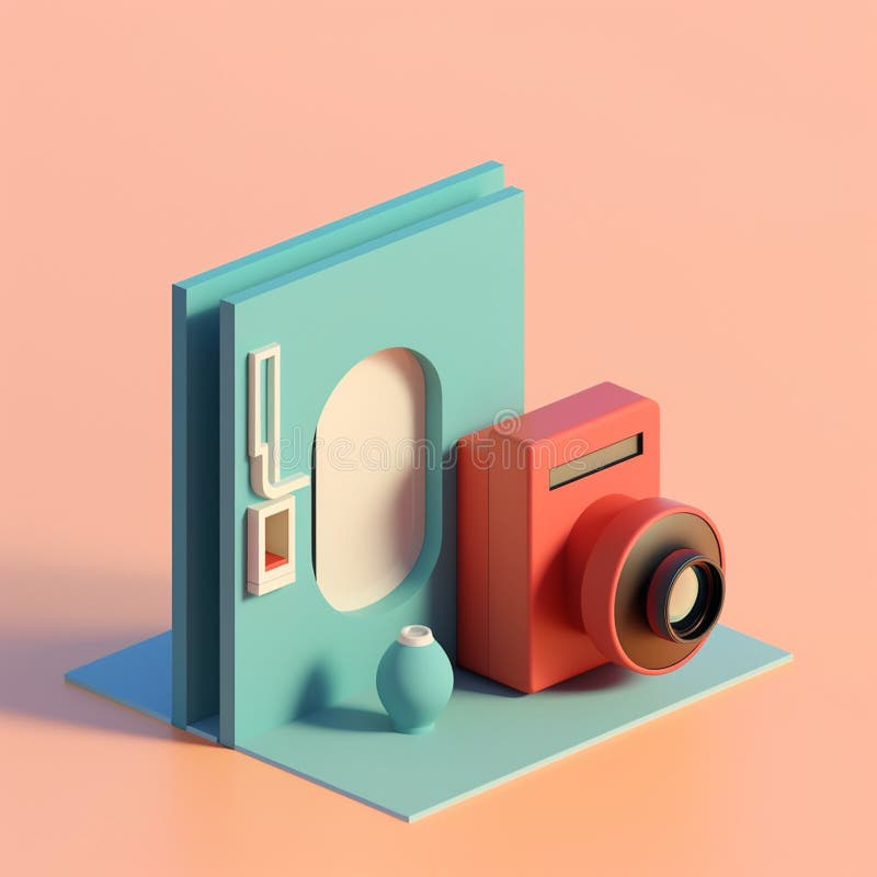 Camera and Geometric Objects in Trending Color Palette for Advertising ...
