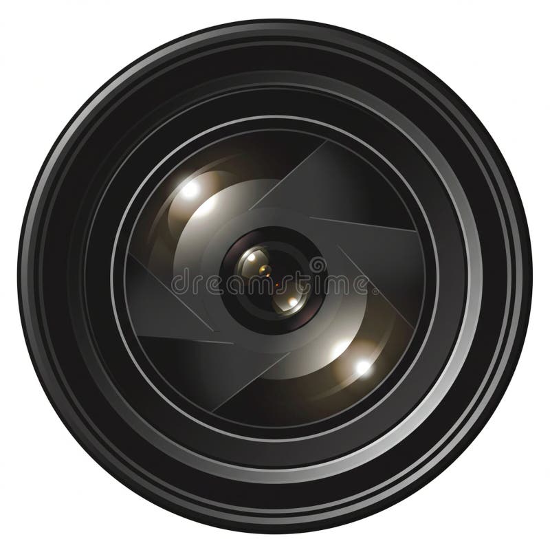Illustration of a Camera Lens with Concentric Rings and Light ...