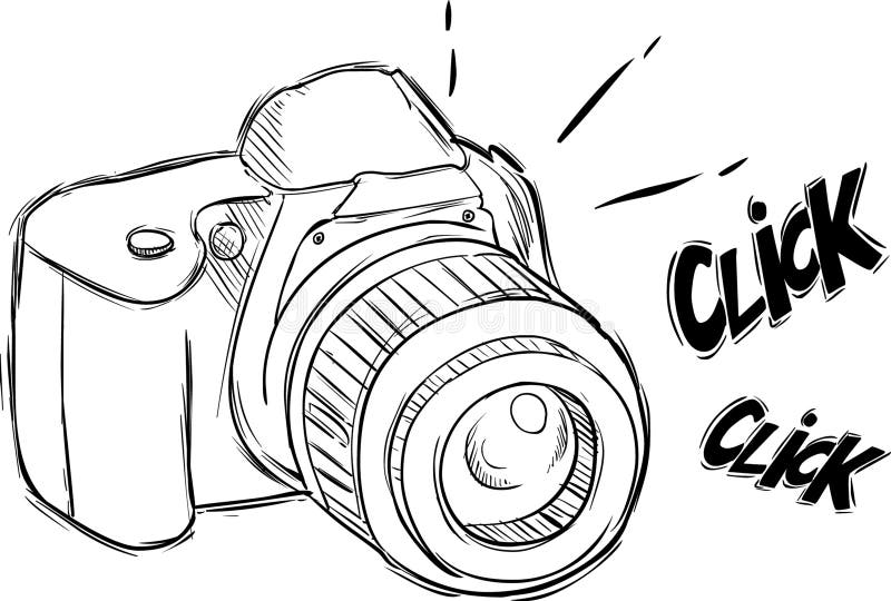 Illustration of Camera in Sketch Style Stock Vector - Illustration of ...