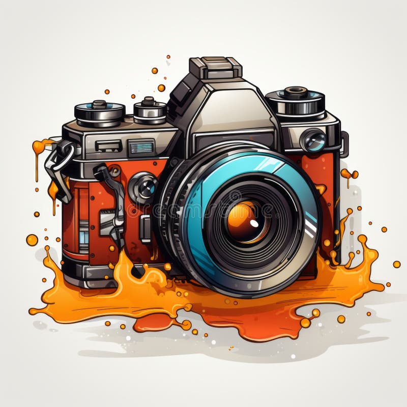 An Illustration of a Camera with a Splash of Paint Stock Illustration ...