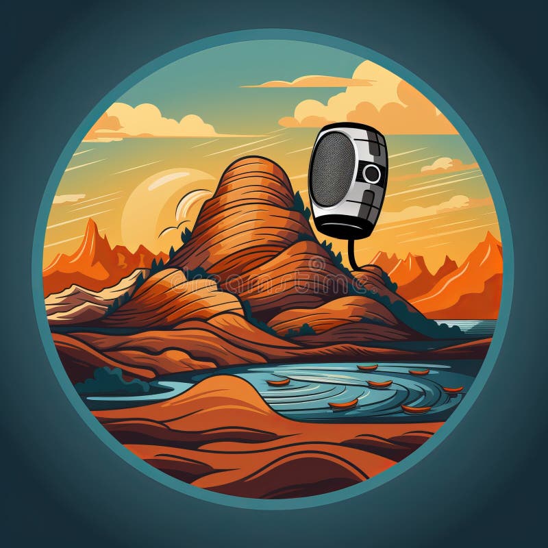 An Illustration of a Camera on Top of a Mountain Stock Illustration ...