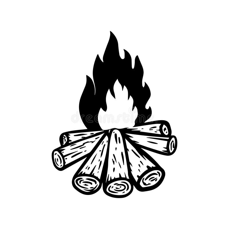 Illustration of Camp Fire on White Background. Design Element for Menu ...