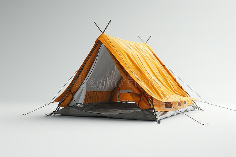 Camping Orange Tent on a White Background, Rendering Stock Illustration ...