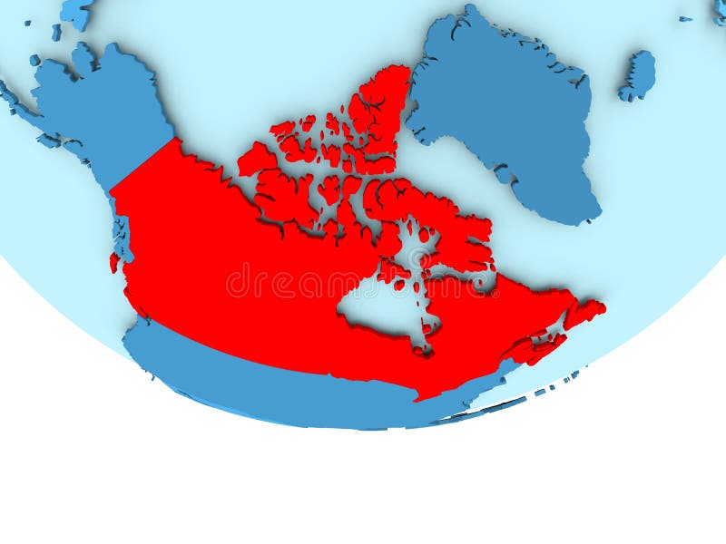 Canada in red on blue map stock illustration. Illustration of symbol ...