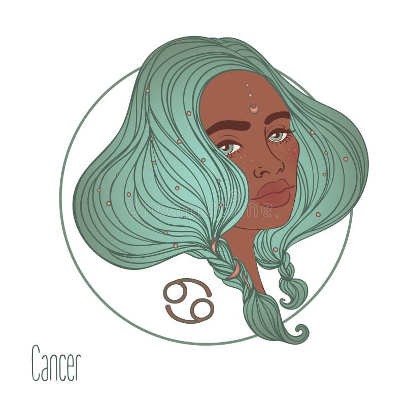 Cancer Zodiac Sign As A Beautiful Girl Stock Illustration