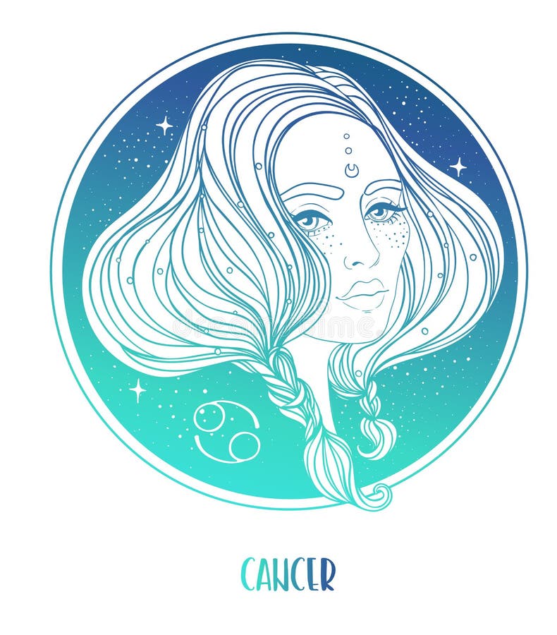 Illustration Of Cancer Zodiac Sign As A Beautiful Girl Stock
