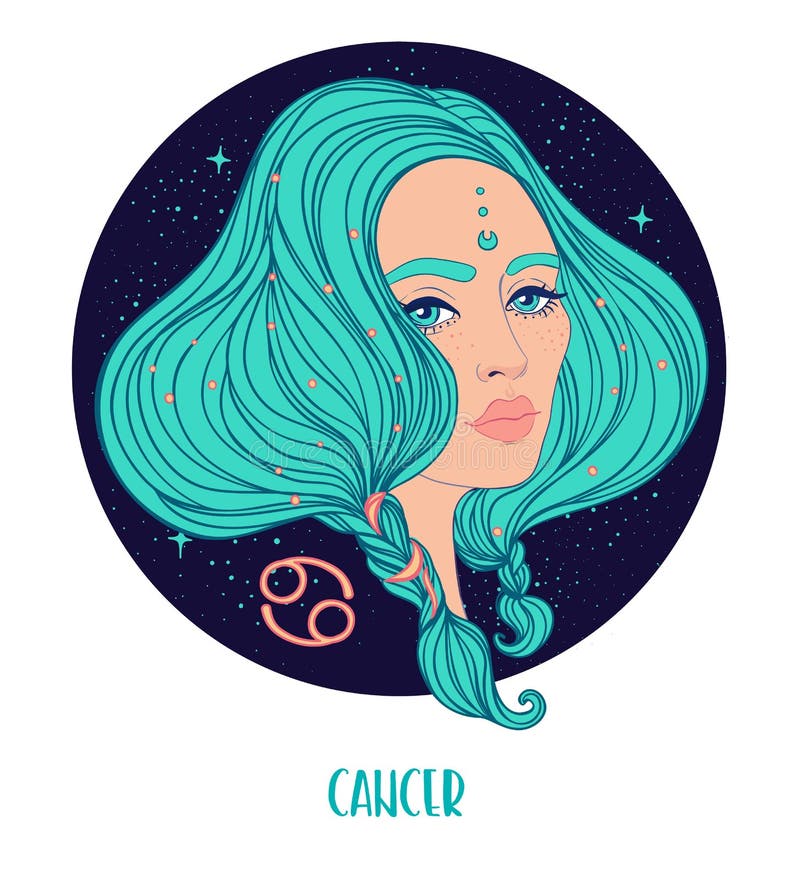 Illustration Of Cancer Zodiac Sign As A Beautiful Girl Stock