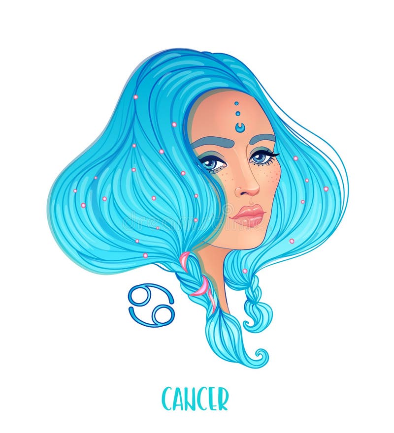 Cancer Zodiac Sign As A Beautiful Girl Stock Illustration