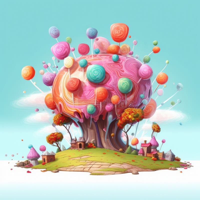 Illustration of a Candy Tree with a Lot of Lollipops on it Stock ...