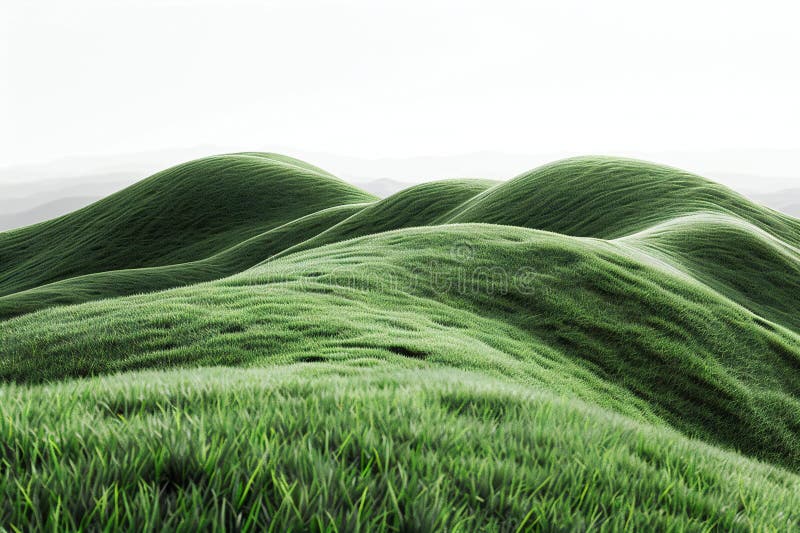 Captivating Visual a Grassy Hill with a White Background and Green ...