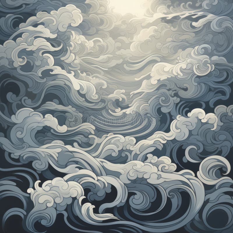 Ocean Style Painting with Detailed Illustrations and Dramatic Shading ...
