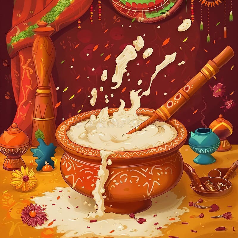 Illustration of a Captures Essence of Krishna S Makkhan Matki on the ...