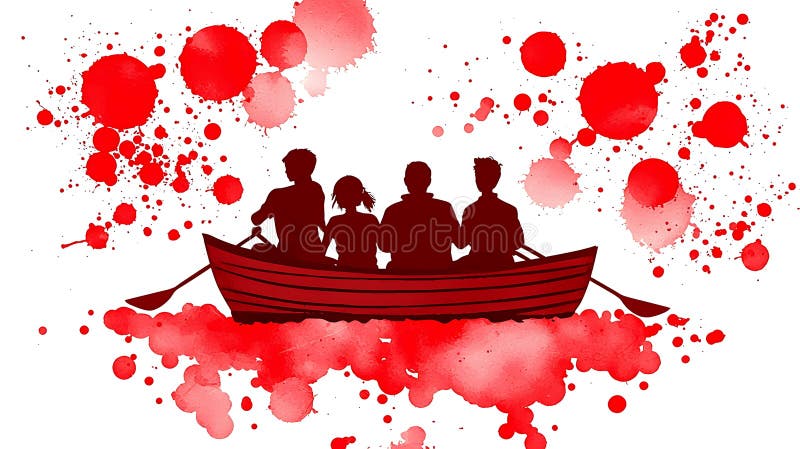 Teamwork on Water: a Rowing Metaphor for Success Stock Illustration ...