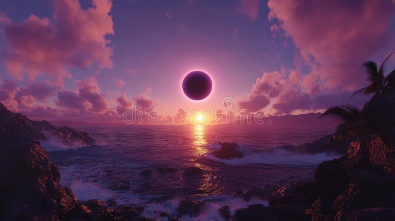 The Illustration Captures a Magnificent Moment of a Total Solar Eclipse ...