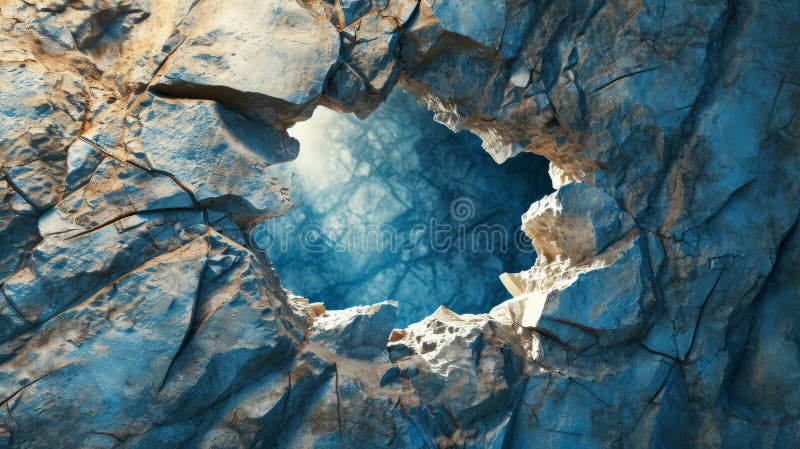A Illustration Capturing a Cracked Hole in the Stone Wall Stock Photo ...
