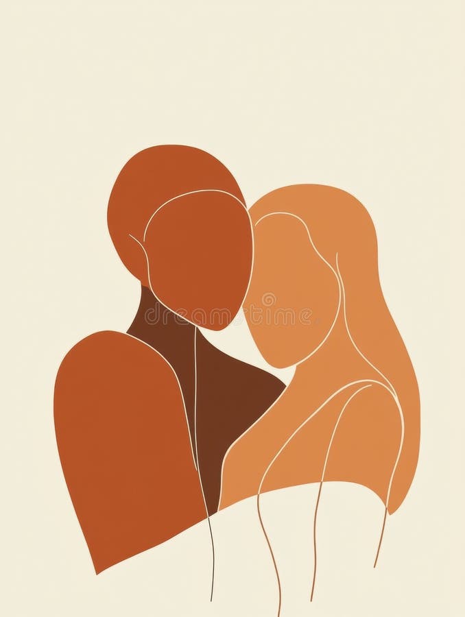 Illustration Capturing Two Individuals Embracing in a Warm and ...