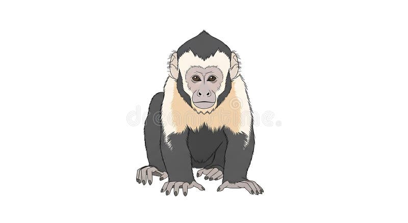 Illustration of a Capuchin Monkey (Cebus Capucinus). the Monkey is ...