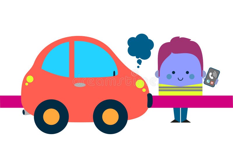 Illustration of a Car Breakdown - Lifetime Facts Attitude Design Stock ...