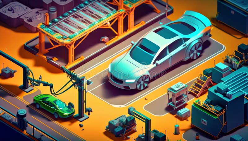 An Illustration of Car in Factory Generative AI Stock Illustration ...
