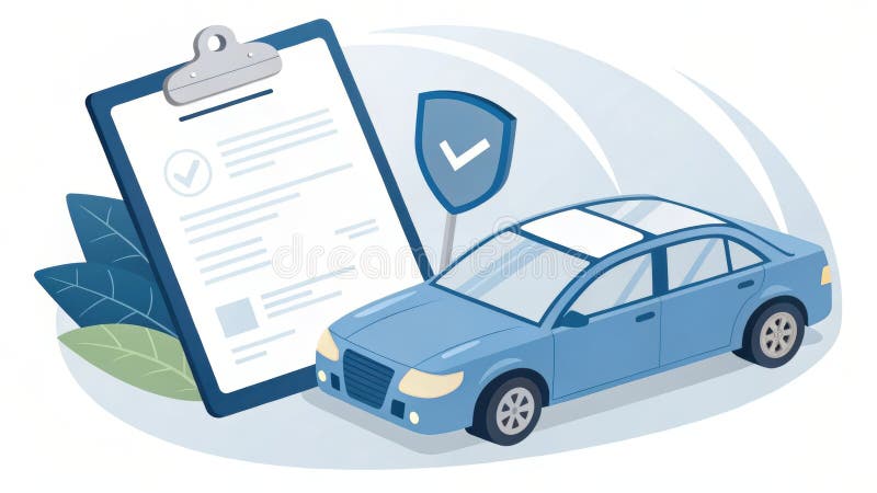 Illustration of Car Insurance Document with Vehicle and Shield Symbol ...