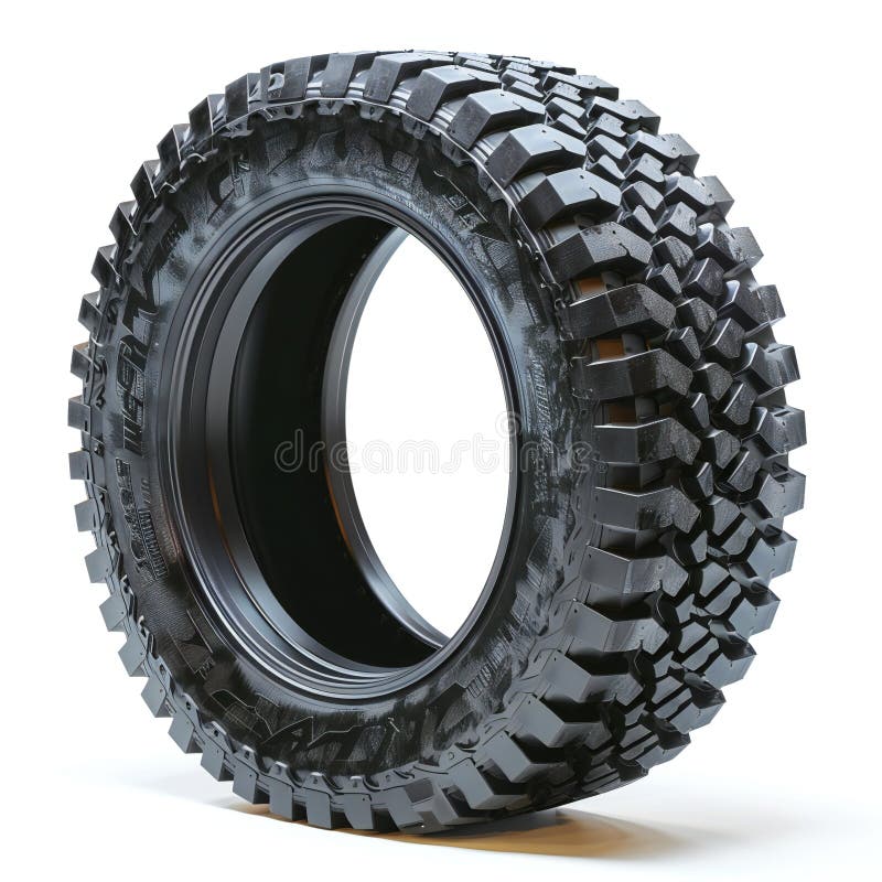 Car Tire Isolated on White Background, Render, Side View Stock ...