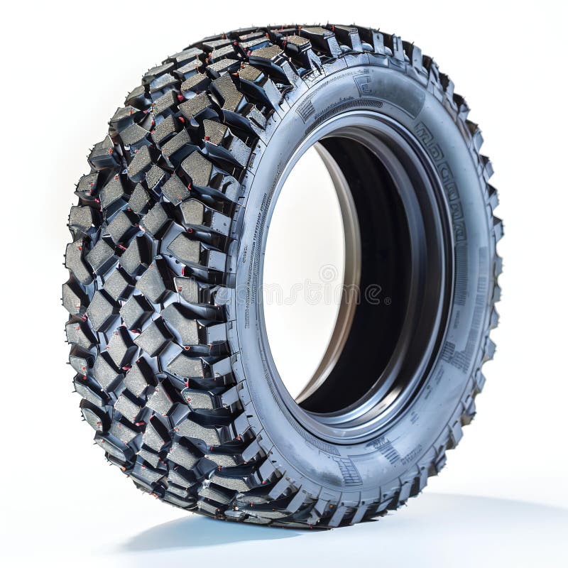 Car Tire Isolated on White Background, Render, Side View Stock ...