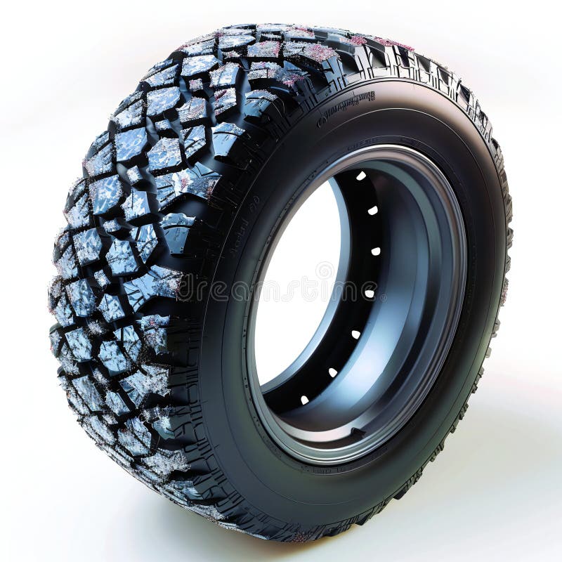 Car Tire Isolated on White Background, Render, Side View Stock ...