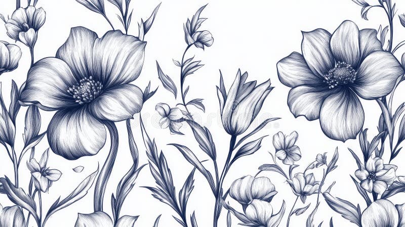 An Illustration for a Card Design Featuring a Floral Nature Pattern in ...